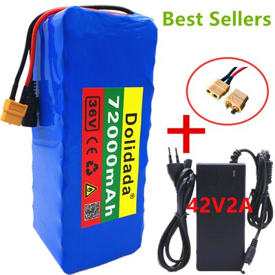 XT60 interface 36V battery 10S4P 72Ah Battery Pack 1000W hig