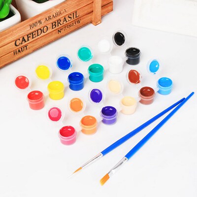 New 12 Colors Acrylic Paints WaterBrush Pigment Set for Clo