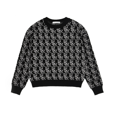 LUVISTRUE MOMO平井桃同款美式复古字母提花圆领毛衣针织衫