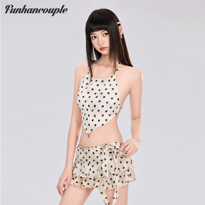 Funhancouple比基尼泳衣女分体裙小胸性感纯欲风挂脖露背2026新款