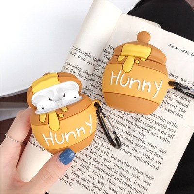 For Airpods 2 Case 3D Honey Cartoon Soft Silicone Wireless