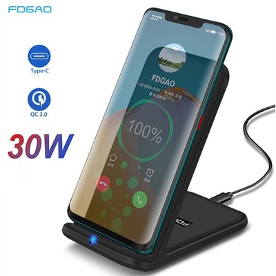 FDGAO 30W Qi Wireless Charger for iPhone 12 11 Xs Max XR X