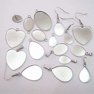 10pcs Stainless Steel Blank Bezel Tray Cabochon Bezel Heart