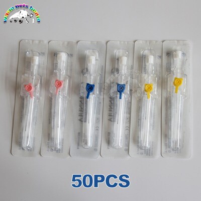 50pcs Veterinary IV cannula IV Catheter with Injection Valv