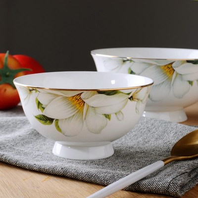 4.5inch, bone china small korean bowl, lily flower design, p