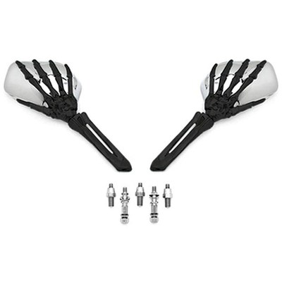 Free Shipping Black/Chrome Skeleton Hand Motorcycle Mirrors