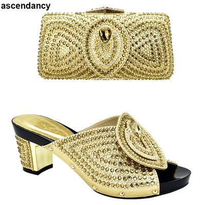 Italian Ladies Shoes and Bags To Match Set Decorated with R