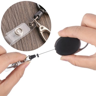 1 PC Retractable Reel Traction Plate ID Lanyard Name Tag Car