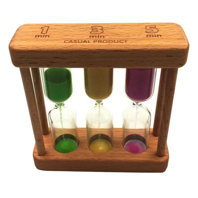3 in 1 1+3+5 Minute Hourglass Wood Glass Sand Timer  Kitchen