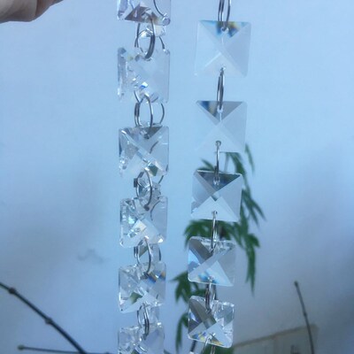 14mm 10meters crystal glass square beads door/window curtain