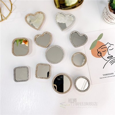 Diamond-studded Love Mirror Mobile Phone Car Holder Paste Te