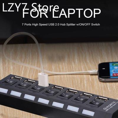 7 Ports High Speed USB 2.0 Hub Splitter Adapter On/Off Switc