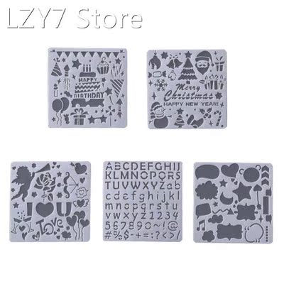 5pcs Small Christmas Drawing Templates Set Resuable DIY Graf