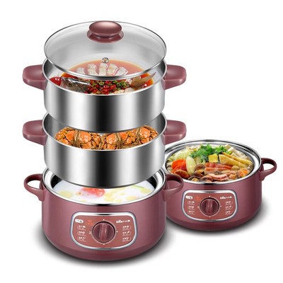 Household Three-layer Electric Steamer for Steaming Bread wi
