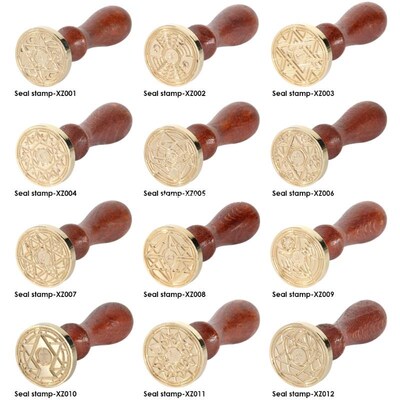 Retro Zodiac Pattern Wax Seal Stamp Fire Painting Stamping E