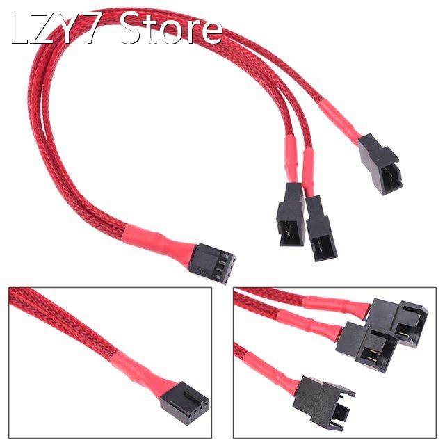 1Pc Red Computer Fan Line 1 To 3 Way 4Pin PWM Fan HUB Hub Fa_虎窝淘