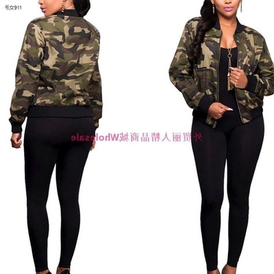 Ladies long sleeve camouflage coat 欧美时尚女装长袖迷彩外套