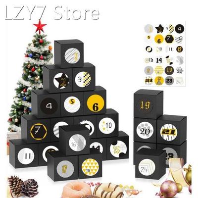 24Pcs Christmas Advent Calendar 1-24 Number Christmas Cardbo