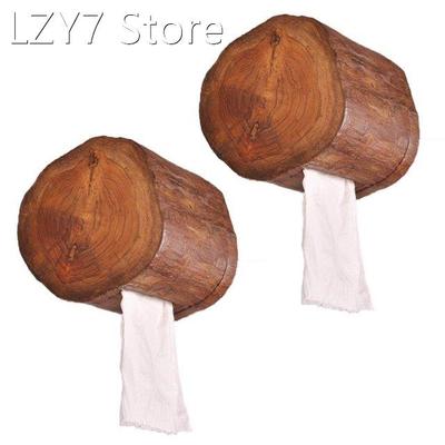 2X Vintage Wooden Paper Tube Home Hotel Room Tissue Box Bath