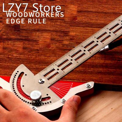 1PCS Woodworkers Edge Rule Protractor Round Head Rotary 1MM