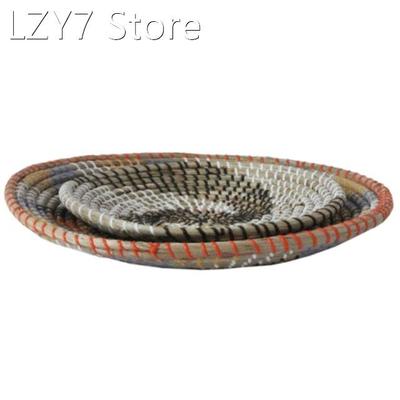 2pcs Boho Woven Wall Basket Decor Handmade Seagrass Hanging