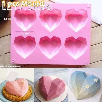 1 Pcs 6 Cavity Heart Shaped Silicone Mould Cake Mousse Pastr
