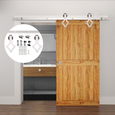 4.9/6/6.6ft Stainless steel Brushed rhombus barn door hardwa