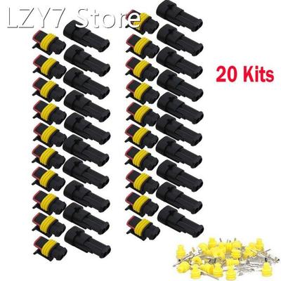 20 Set Car 2-Pin Way Sealed Waterproof Electrical Wire Auto