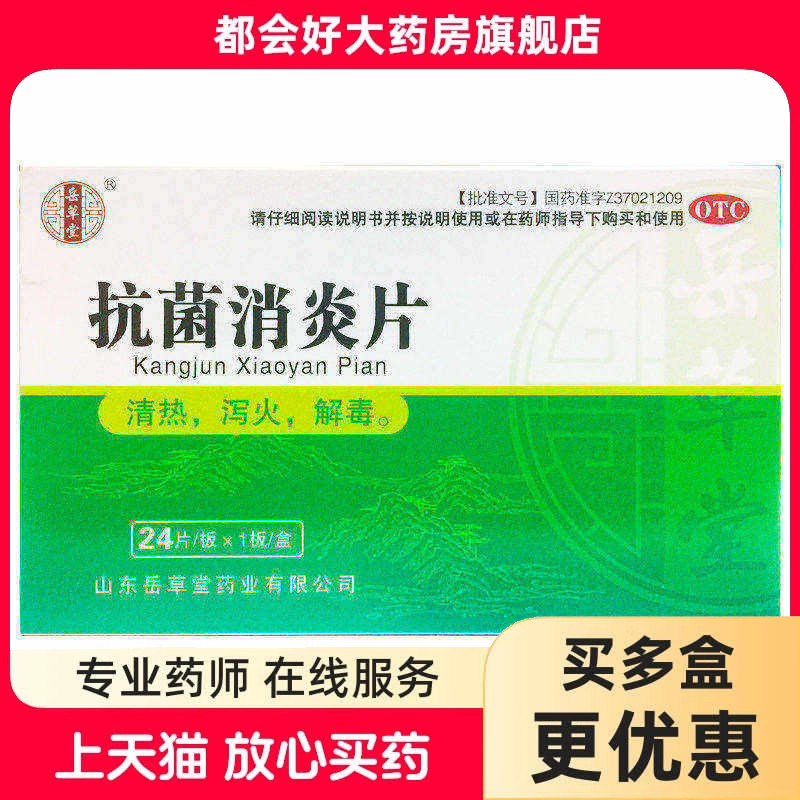 岳草堂 抗菌消炎片 0.5g*24片/盒 清热泻火