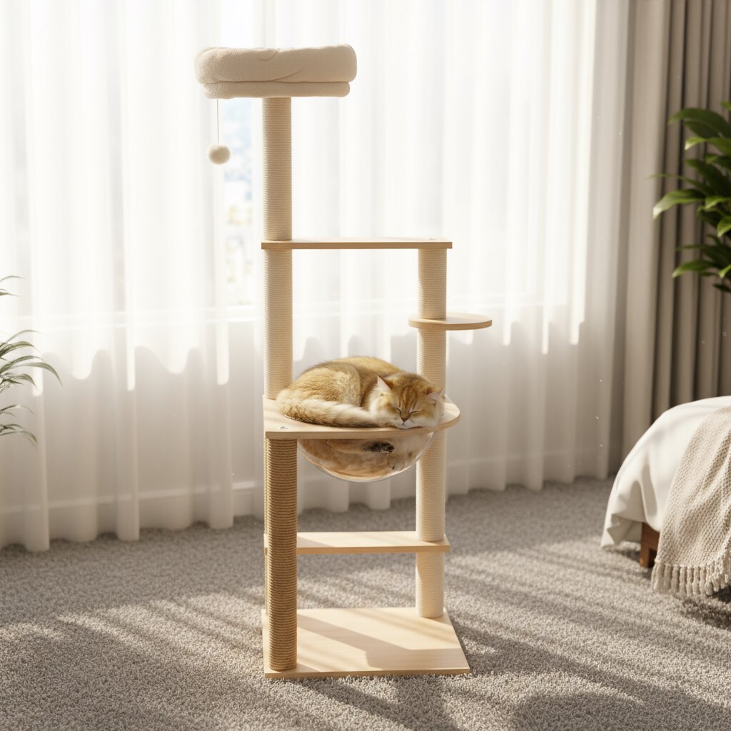 实木猫爬架节约空间猫爬架家用树窝一体猫咪观景塔太空舱跳台猫窝