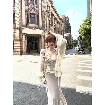 蕾丝小吊带背心弹力网纱鱼尾半裙