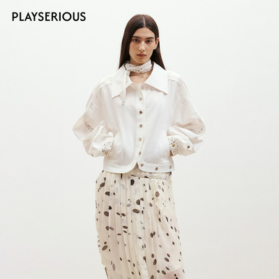 Medium Well 2026春夏新款波点廓形收腰短款衬衫女休闲百搭衬衫