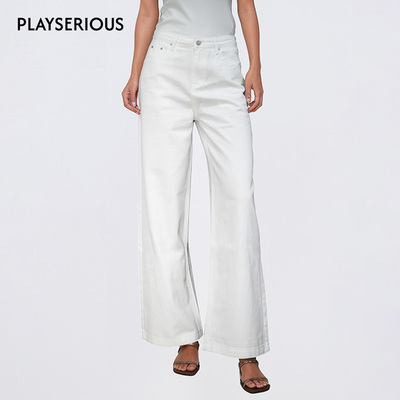 宽松直筒牛仔裤白色休闲裤子