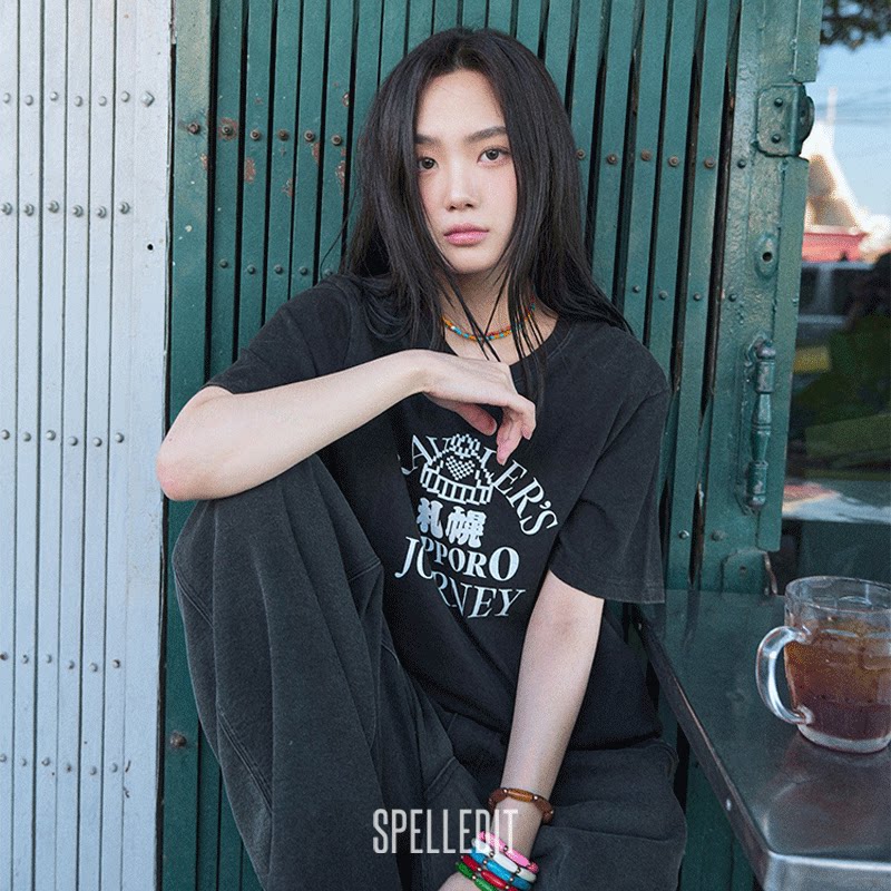 SPELLEDIT札幌T恤字母印花简约时尚休闲短袖上衣女
