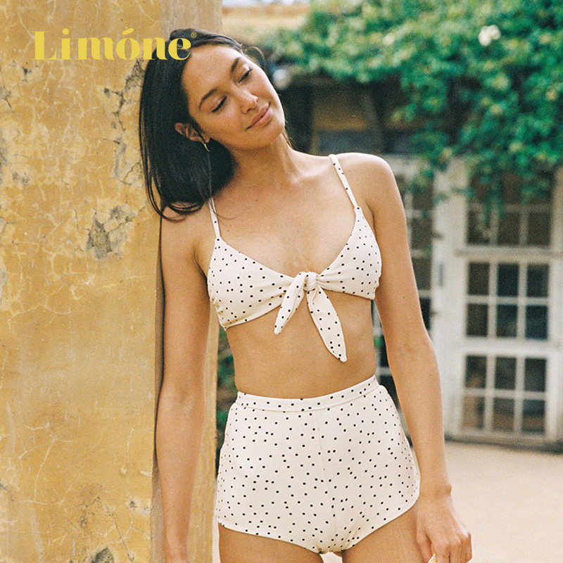 【限时6折】Limone复古分体泳衣女法式波点雏菊海边度假性感泳装