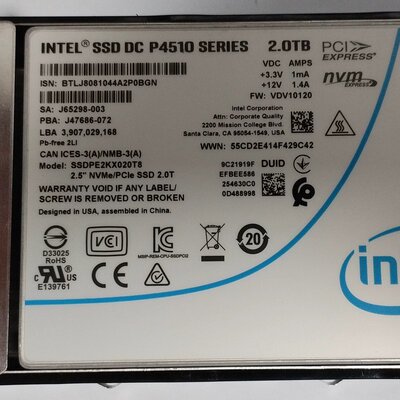 P4510 2T 超威服务器 2.5 U2 NVME 固态硬盘SSD 企业级议价