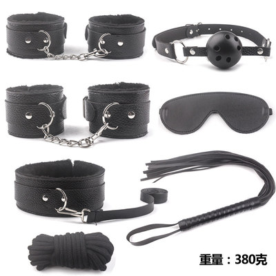 Leather binding, hand and foot handcuffs, adjustable mouth