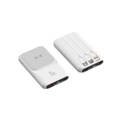 Magnetic wireless fast charging power bank built-in cable