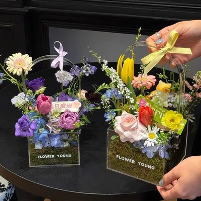 亚克力手提花盒鲜花礼盒