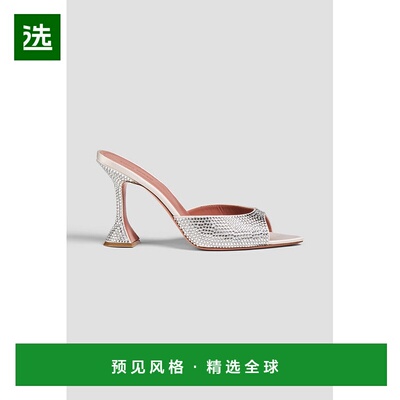 香港直邮Amina Muaddi 女士 Caroline 水晶装饰绸缎凉拖 CAROLINE