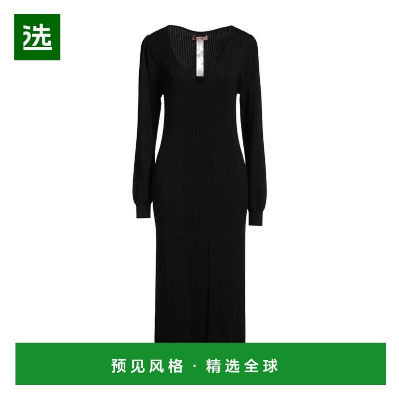 【美国直邮】TWINSET 修身针织V领长袖中长连衣裙 女装 女士精品