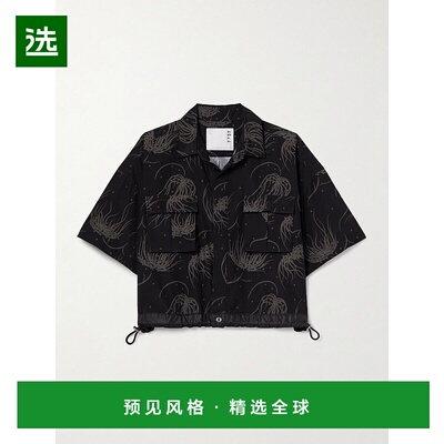 1h可退 香港直邮Sacai 女士 shell-trimmed 短款印花府绸衬衫 250