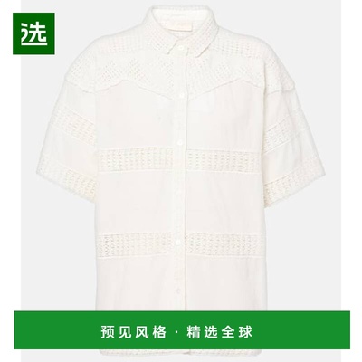 1h可退 香港直邮ULLA JOHNSON 女士 Amal 拼接棉质钩花衬衫