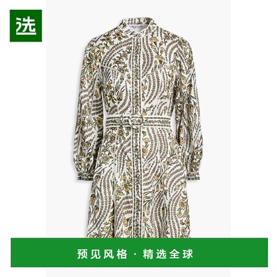 香港直邮VERONICA BEARD 女士 Nolan 印花亚麻迷你衬衫式连衣裙 2