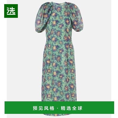 1h可退 香港直邮ULLA JOHNSON 女士 Amandine 泡泡袖中长连衣裙