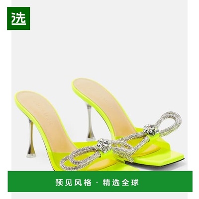 1h可退 香港直邮mach mach 女士 PVC 双蝴蝶结精饰凉拖 yellow黄