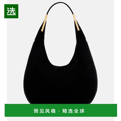 1h可退 香港直邮SAVETTE 女士 佛罗伦萨小号绒面革肩包 black黑色