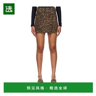 香港直邮ROKH 女士半身裙 R2CA61CT22LEOPARD AW2022 棕色 豹纹迷