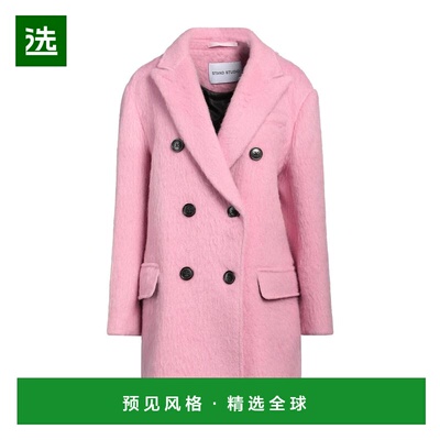 1h可退 香港直邮Stand Studio 女士 双排扣大衣 pink粉色 舒适时