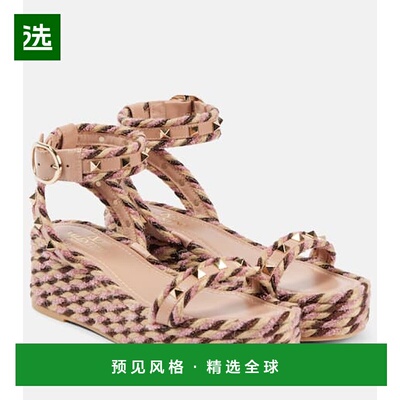 1h可退 香港直邮Valentino 华伦天奴 女士 Torchon 铆钉麻底凉鞋